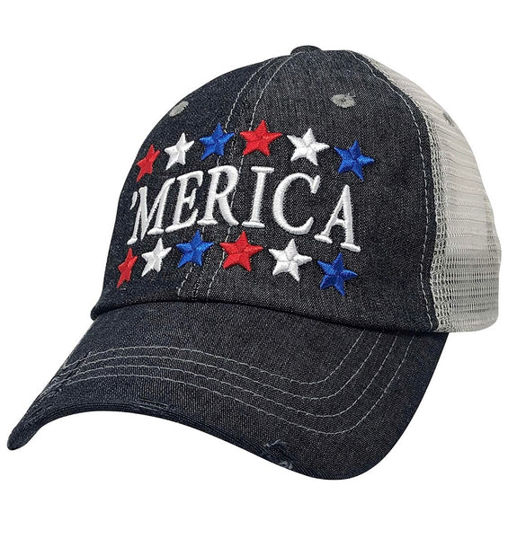 Merica America USA Star Distressed Trucker Hat – Cocomo Soul